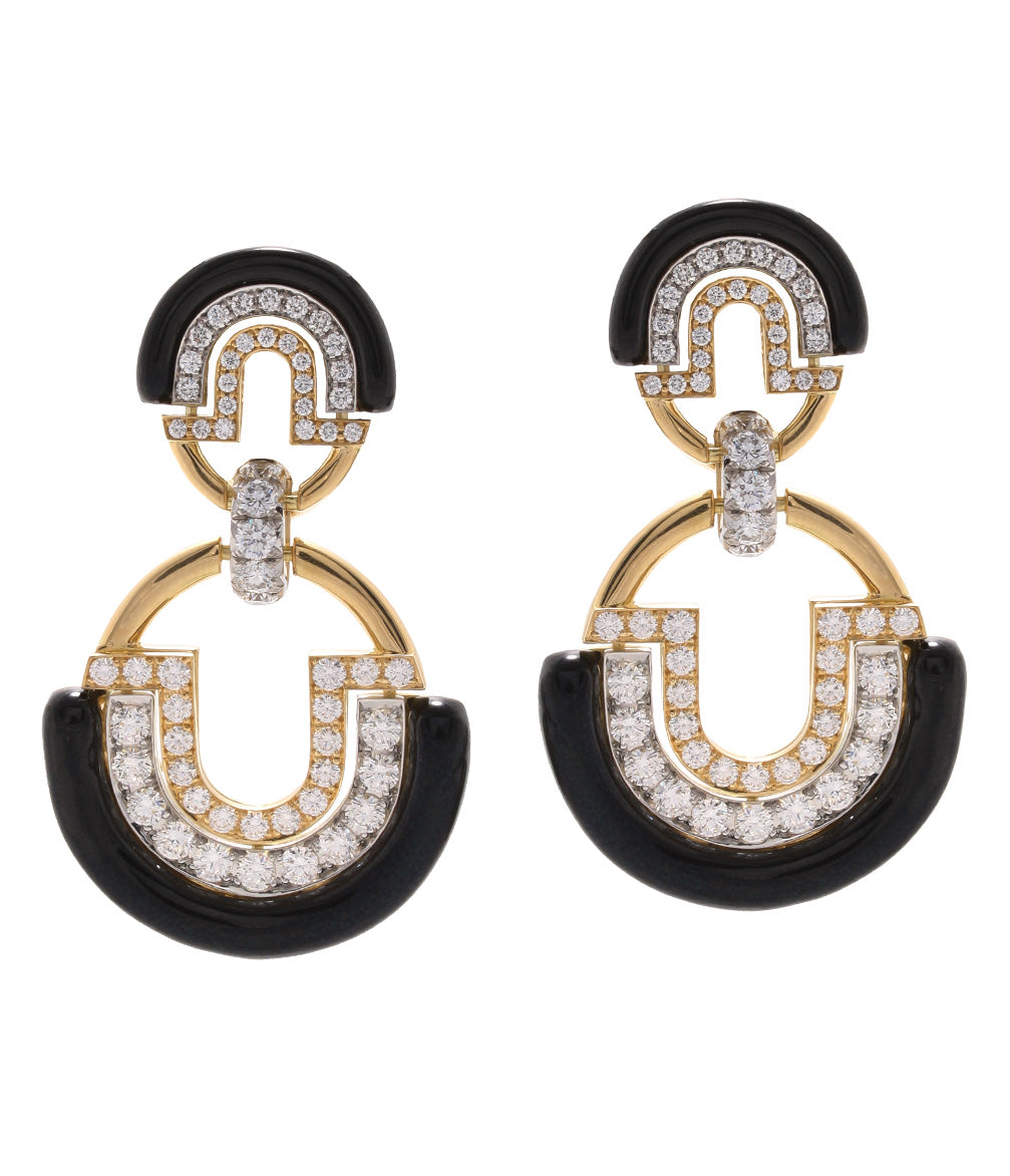 Large Unity Earrings, Black Enamel | David Webb New York