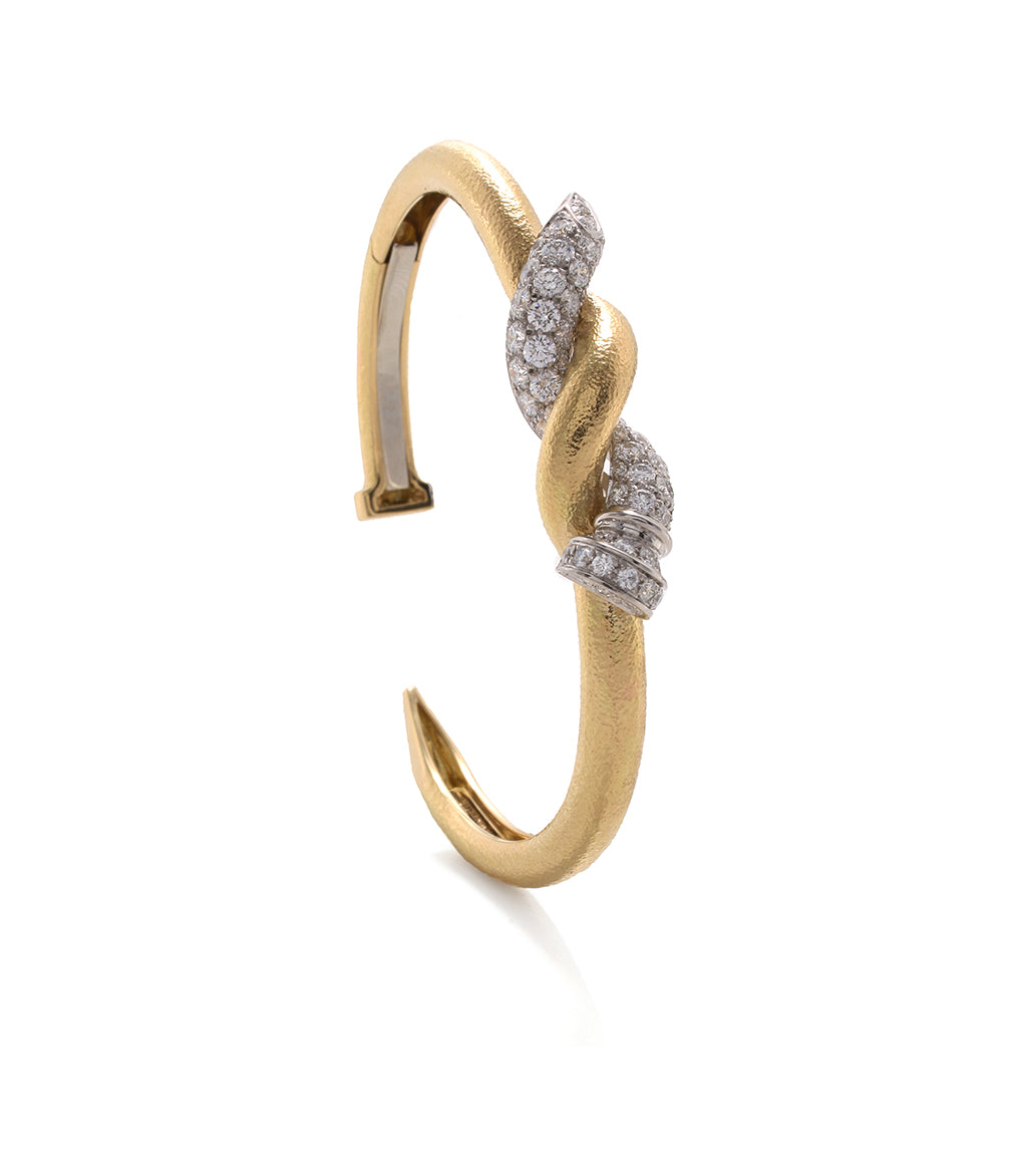 Two Tone, Diamond Twisted Nail Cuff, Hammered | David Webb New York