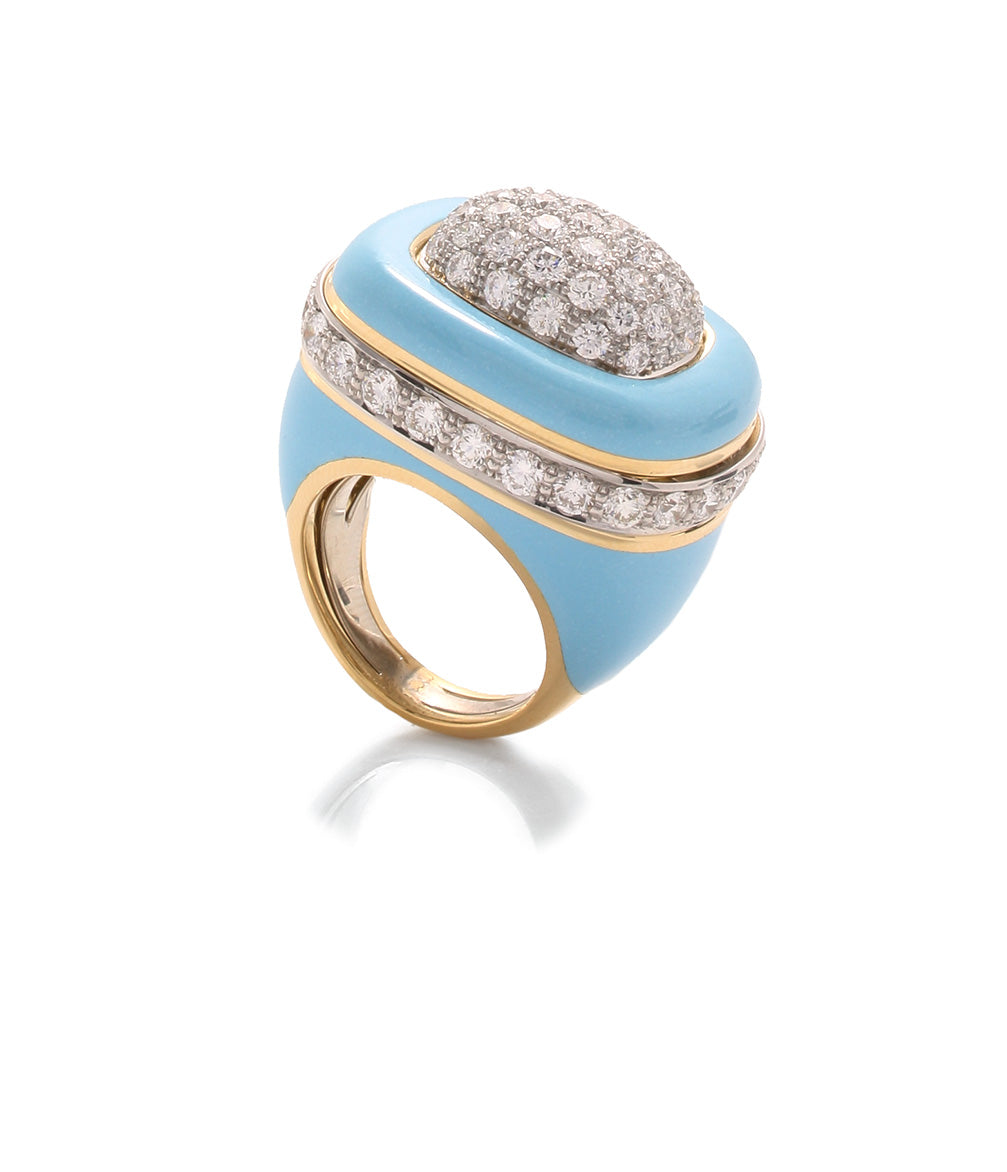 Light Blue Enamel Cabana Ring | David Webb New York