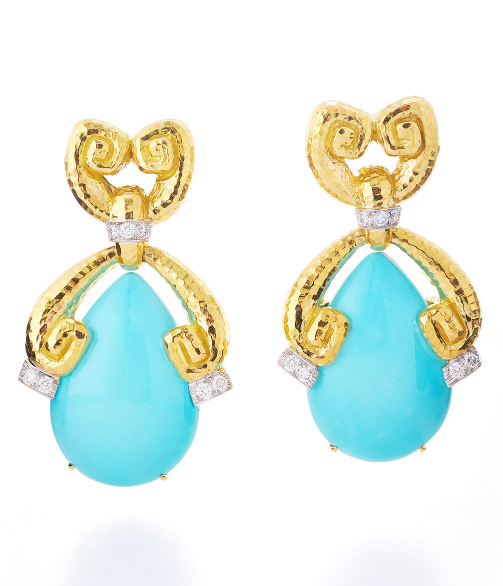 Demetra Scroll Drop Earrings | David Webb New York