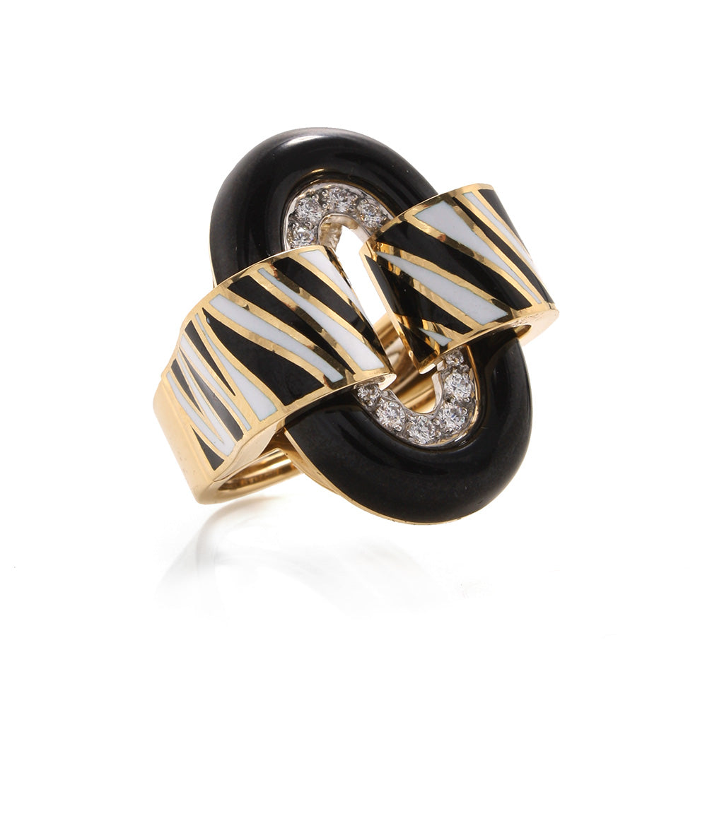 Small Oval Buckle Ring with Zebra Stripe | David Webb New York