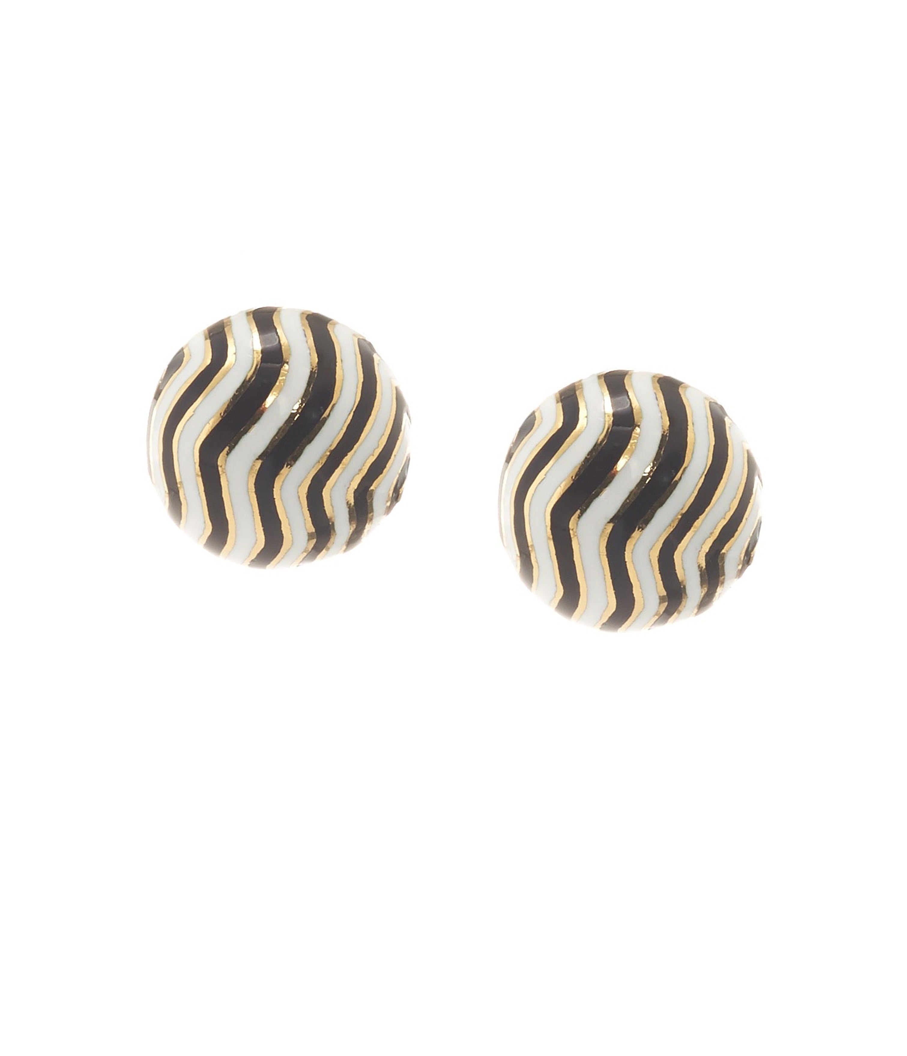 Zebra Stud Enamel Earrings | David Webb New York