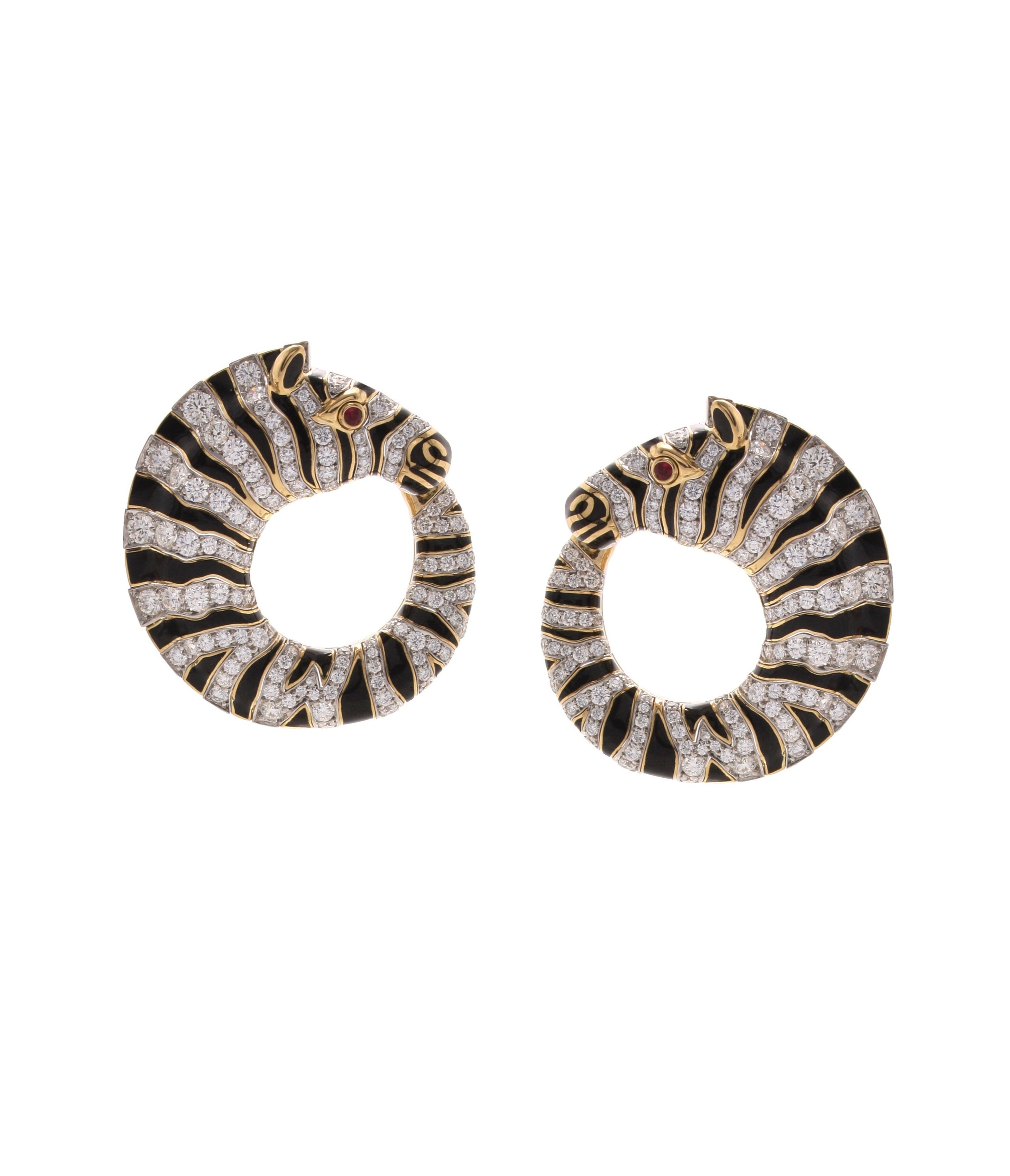 Round Zebra Diamond Earrings | David Webb New York