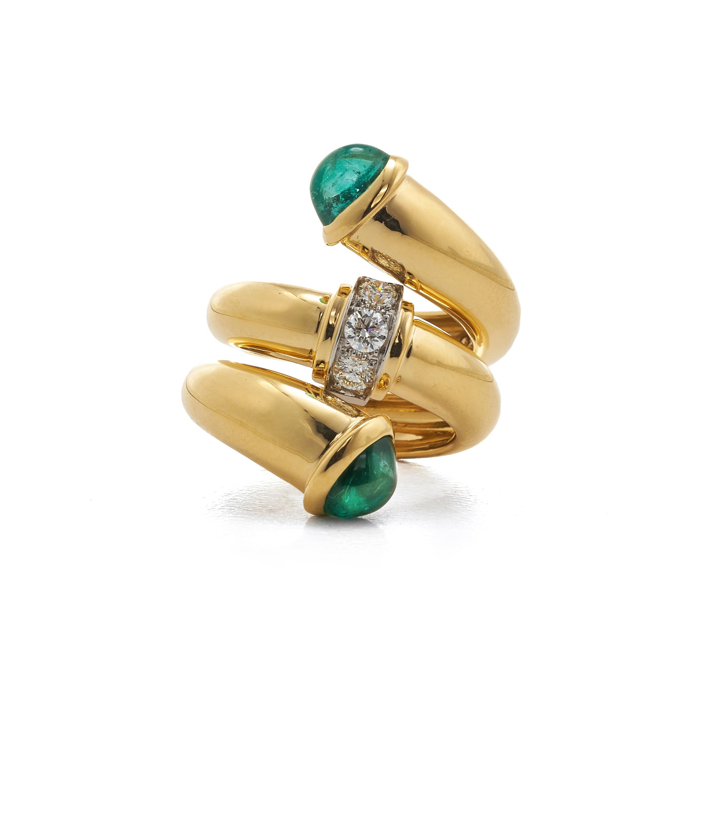 Emerald Pipe Ring, Polished 18K Gold | David Webb New York