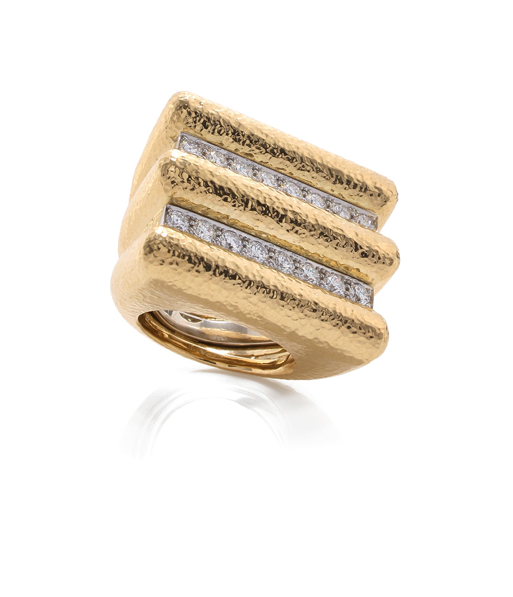 Hammered Gold Radiator Ring | David Webb New York