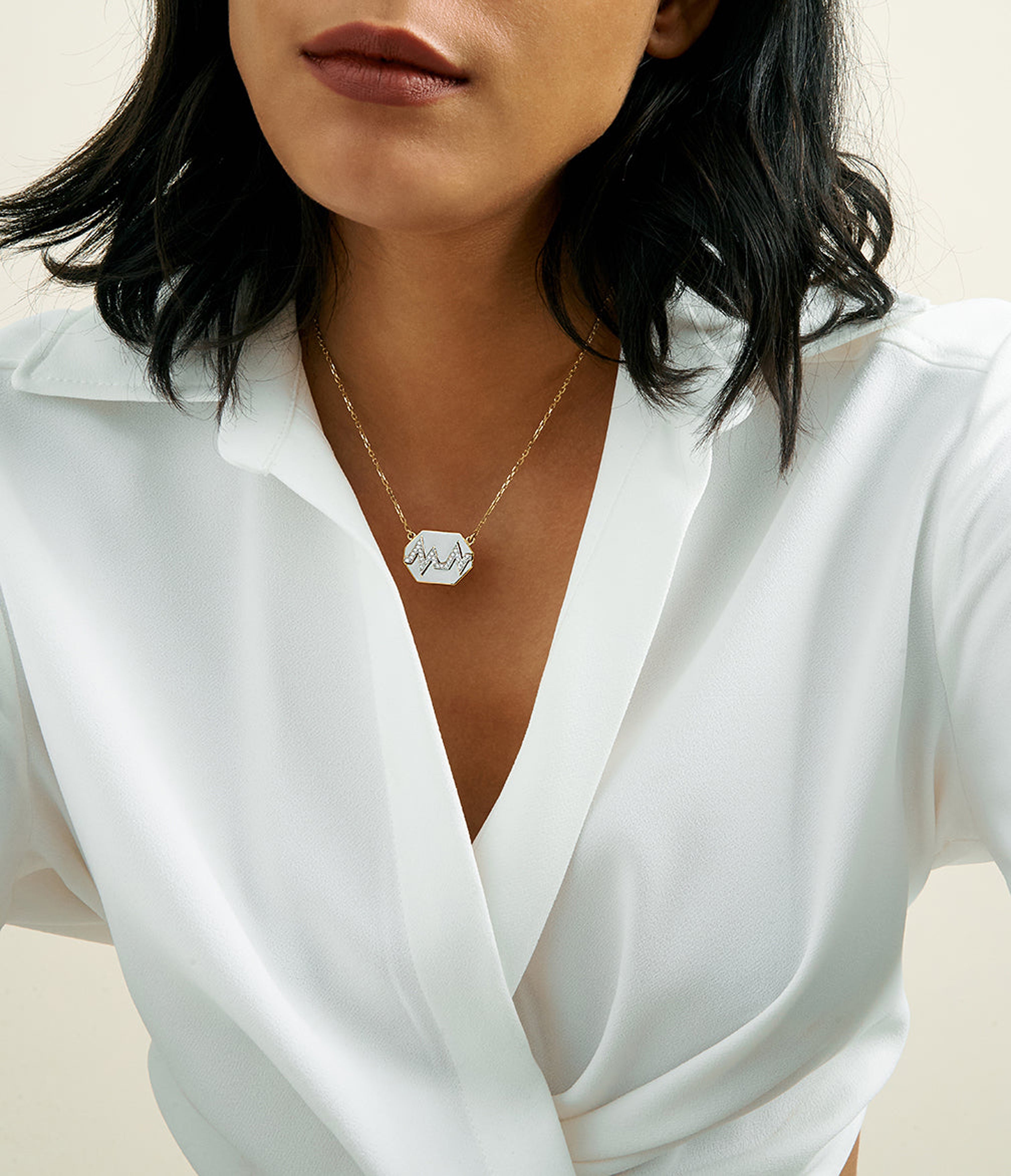 White Enamel Skip Necklace | David Webb New York