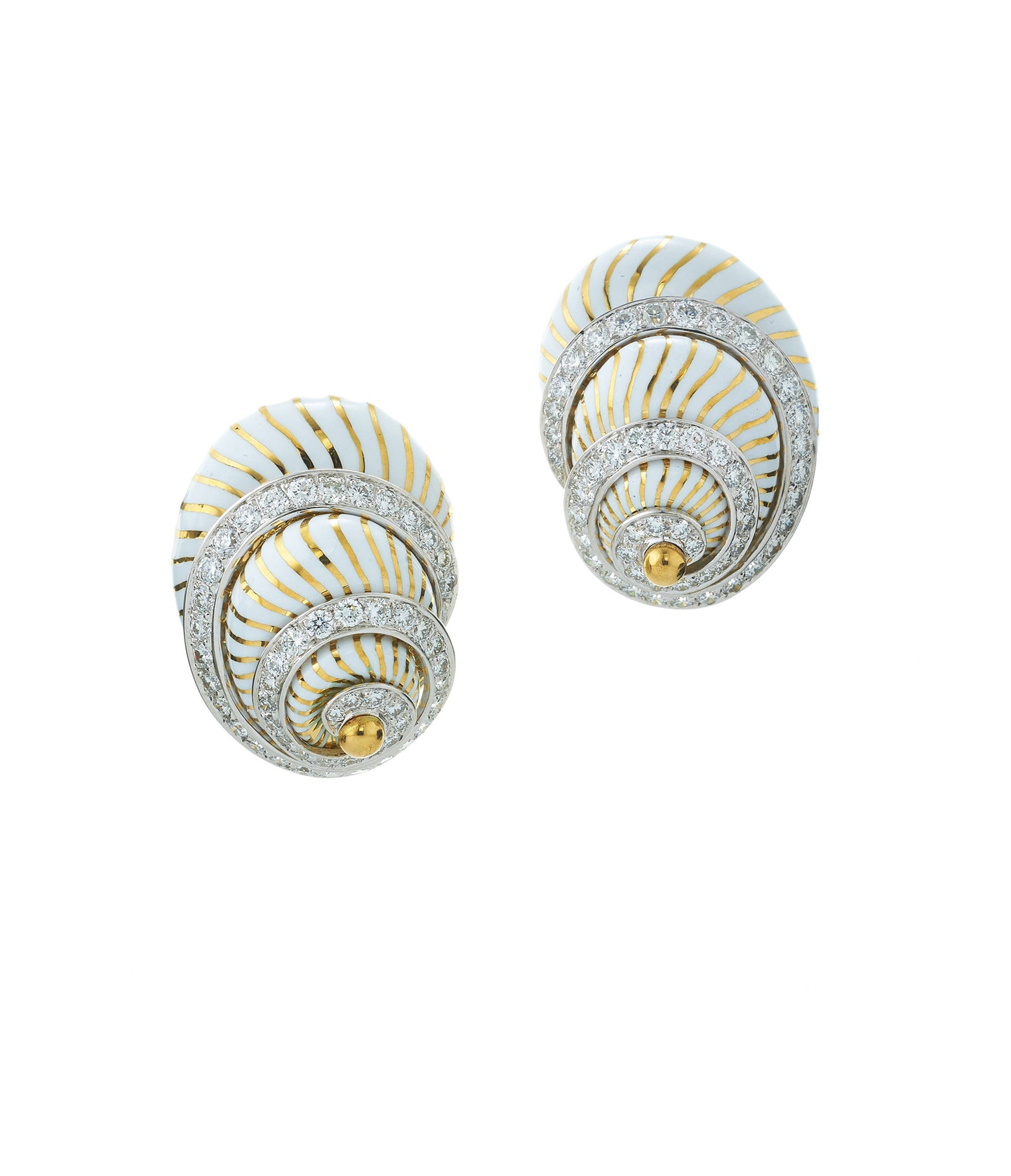 White Enamel Shell Earrings | David Webb New York