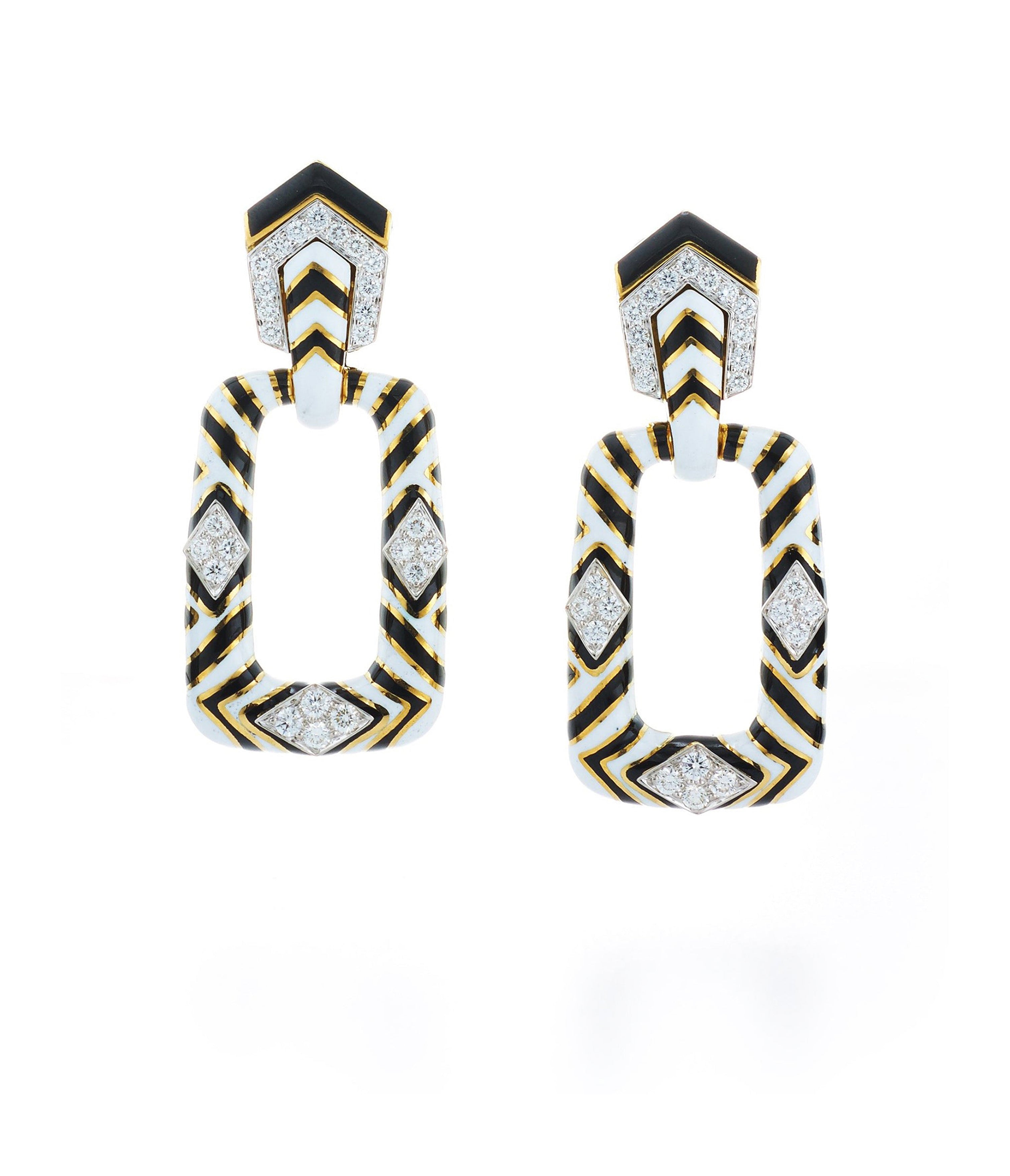 Zebra Stripe Rectangular Mini-Hoop Earrings | David Webb New York