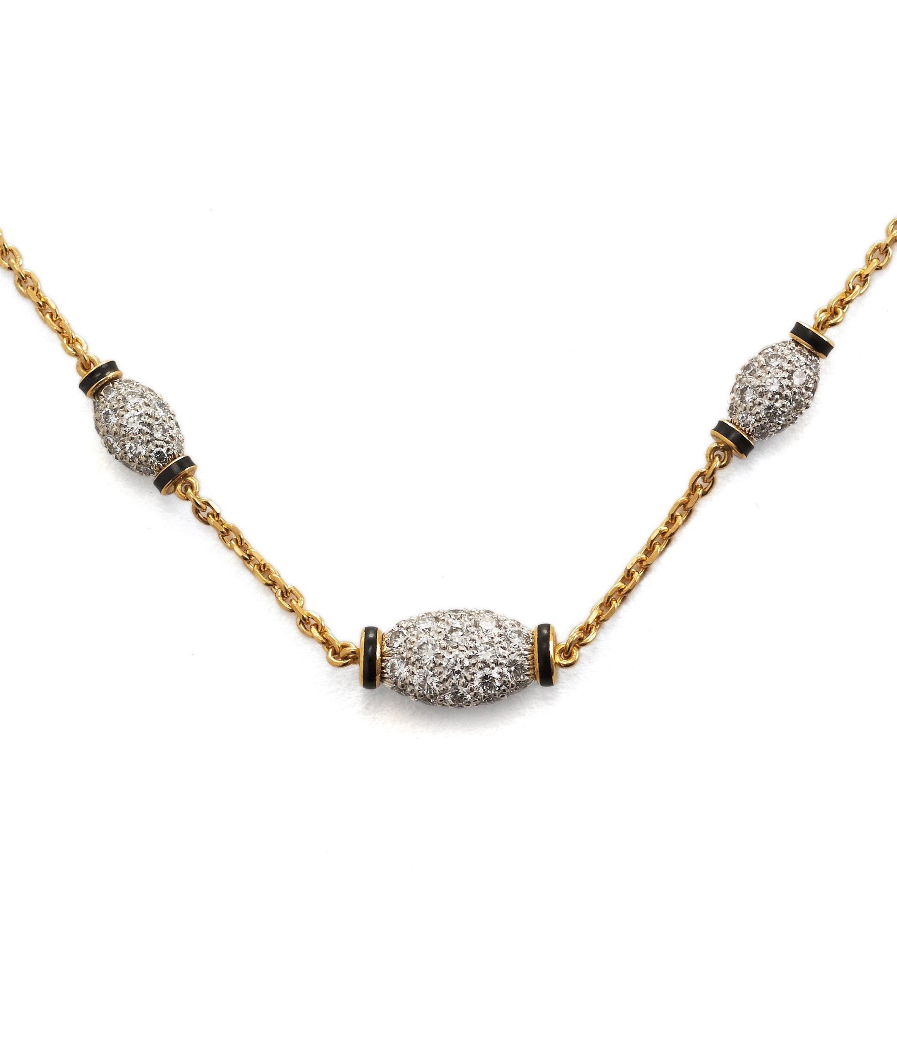 Barrel Necklace, Three Station | David Webb New York