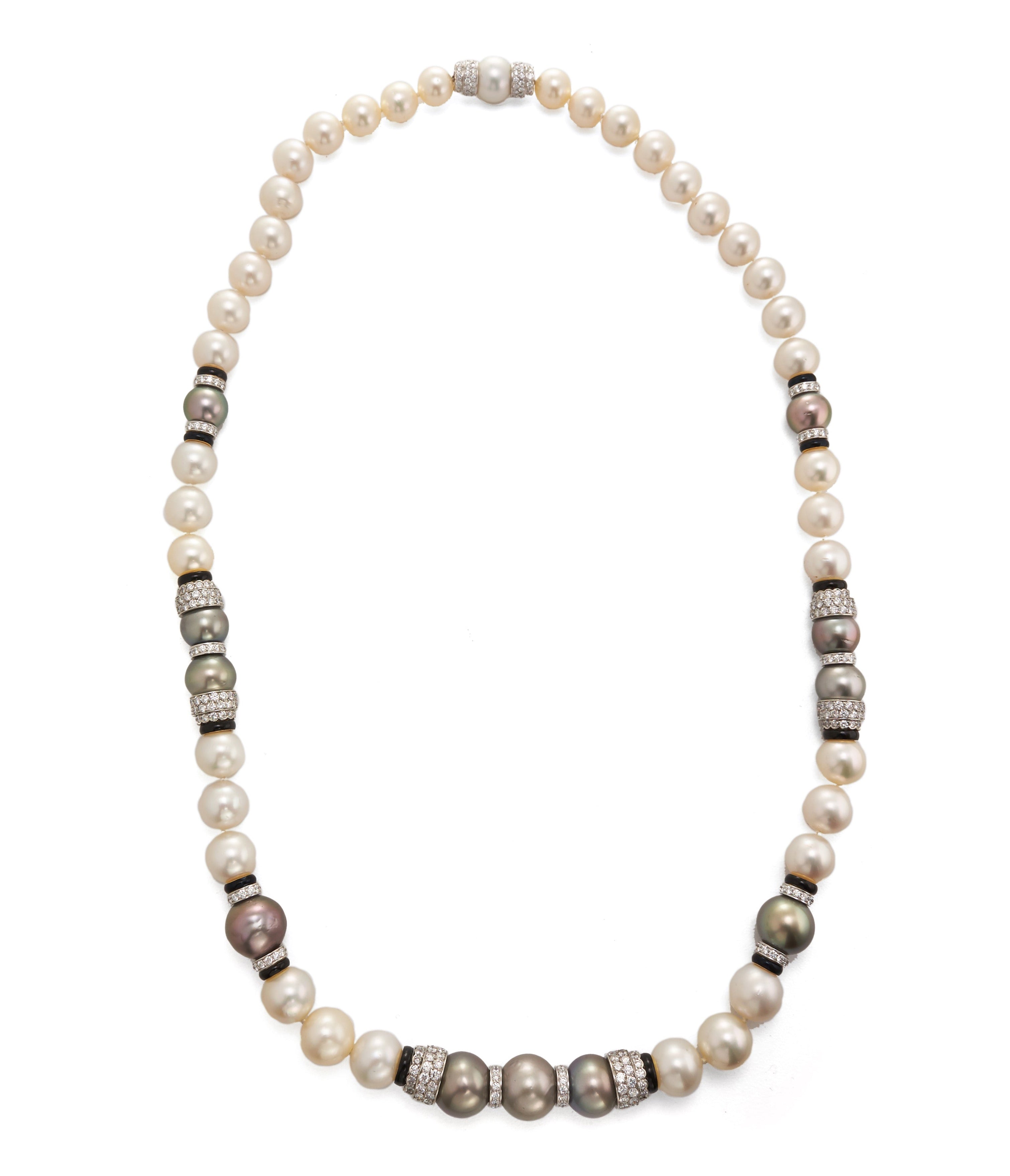 Gray and White Pearl Strand Necklace | David Webb New York